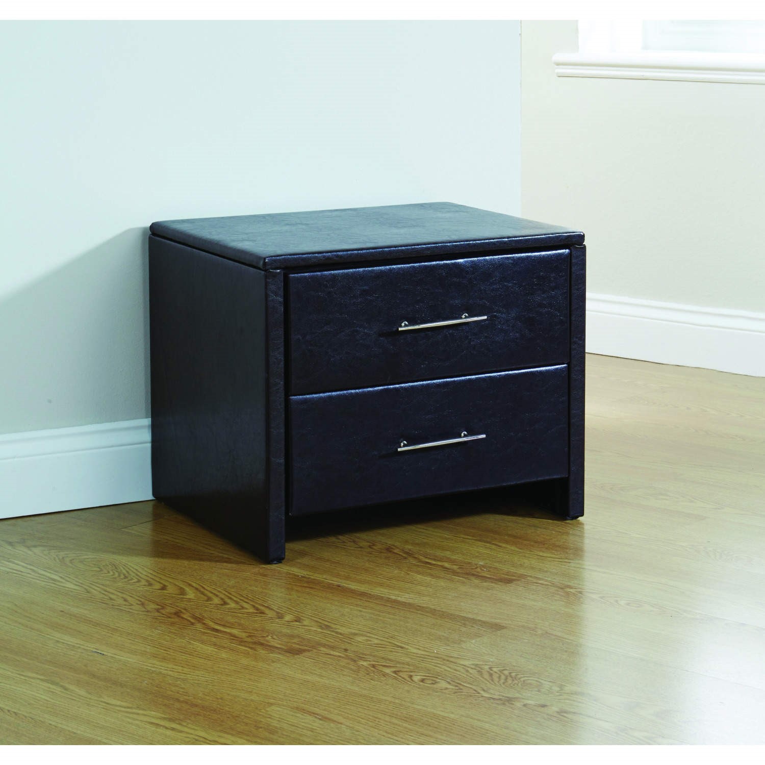 Mountrose Palma Faux Leather 2 Drawer Bedside Table In Brown - Furniture123