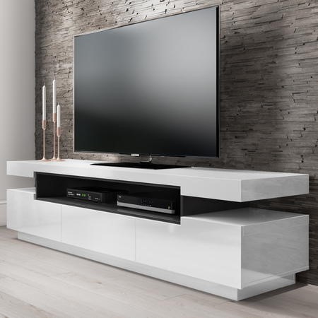 Large White Gloss TV Stand with Storage - TV's up to 85" - Harlow ...