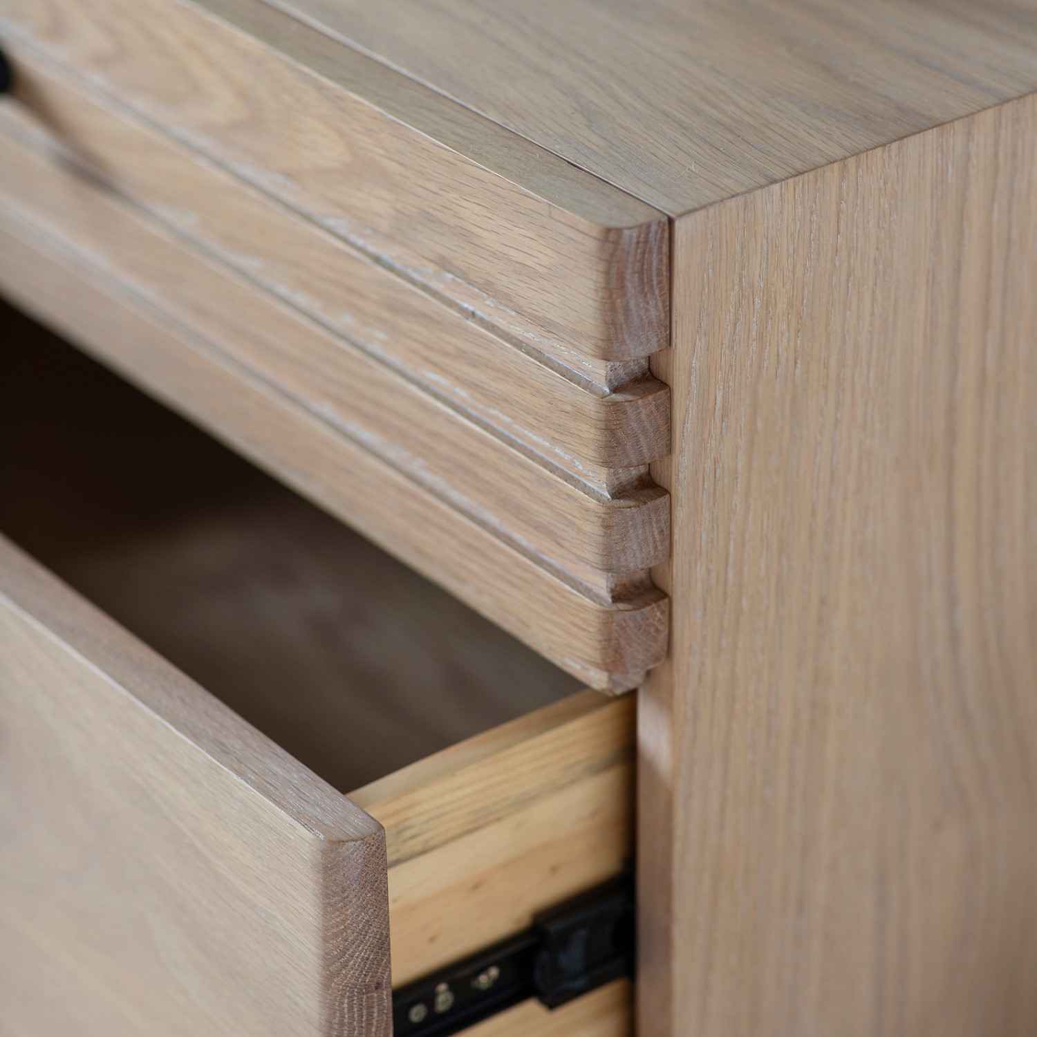 Wide Oak Japandi Chest of 6 Drawers with Legs - Okayama - Caspian House ...