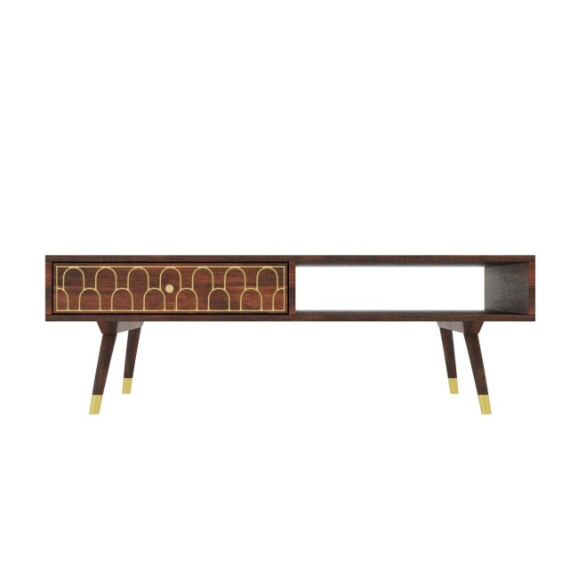 Dark Wood & Gold Coffee Table - Dejan - Furniture123