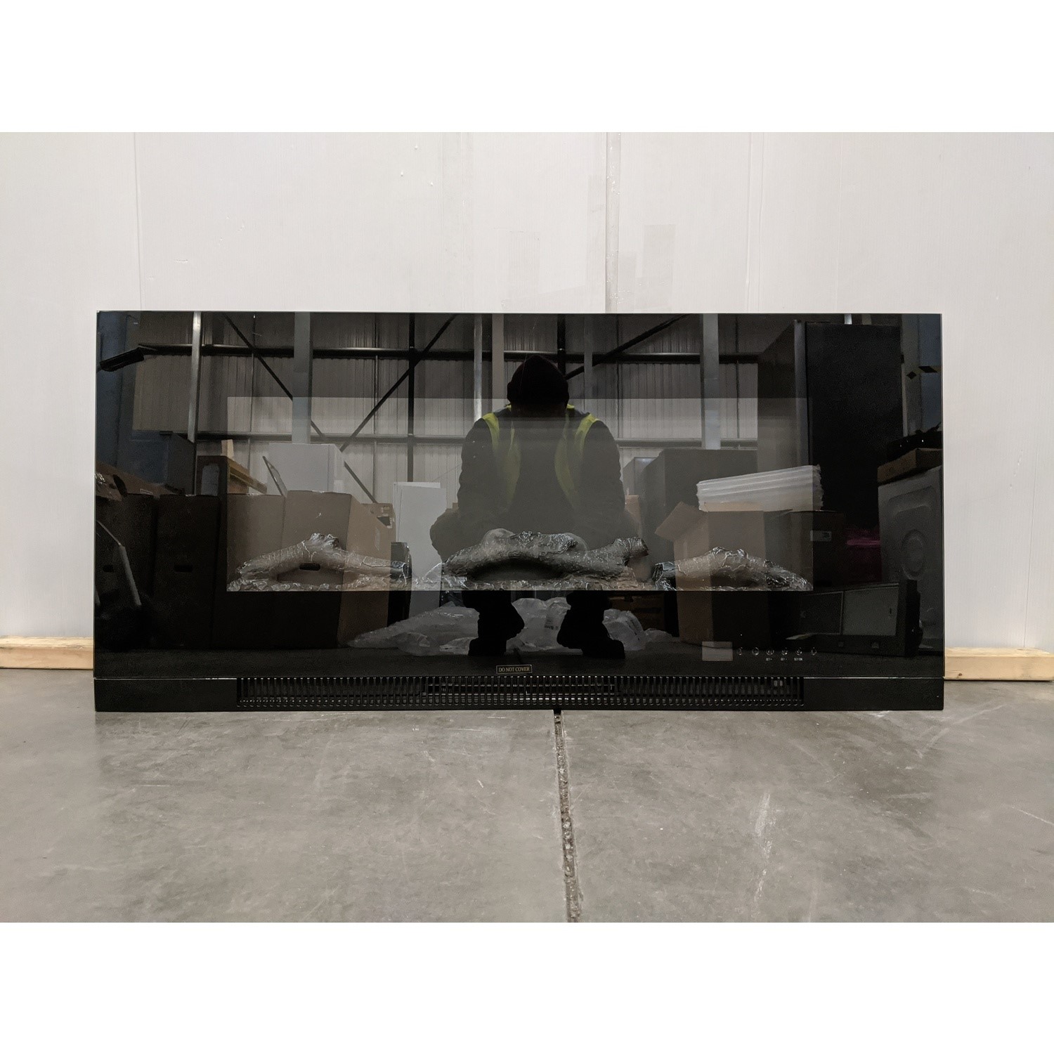 GRADE A2 - Black Wall Mounted or Recessed Electric Fire with Log and ...