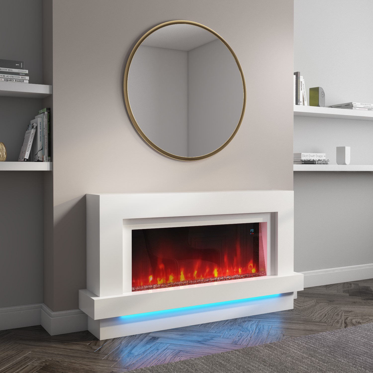 GRADE A1 - Smart Wifi Matte White Electric Fire with LED Lights ...