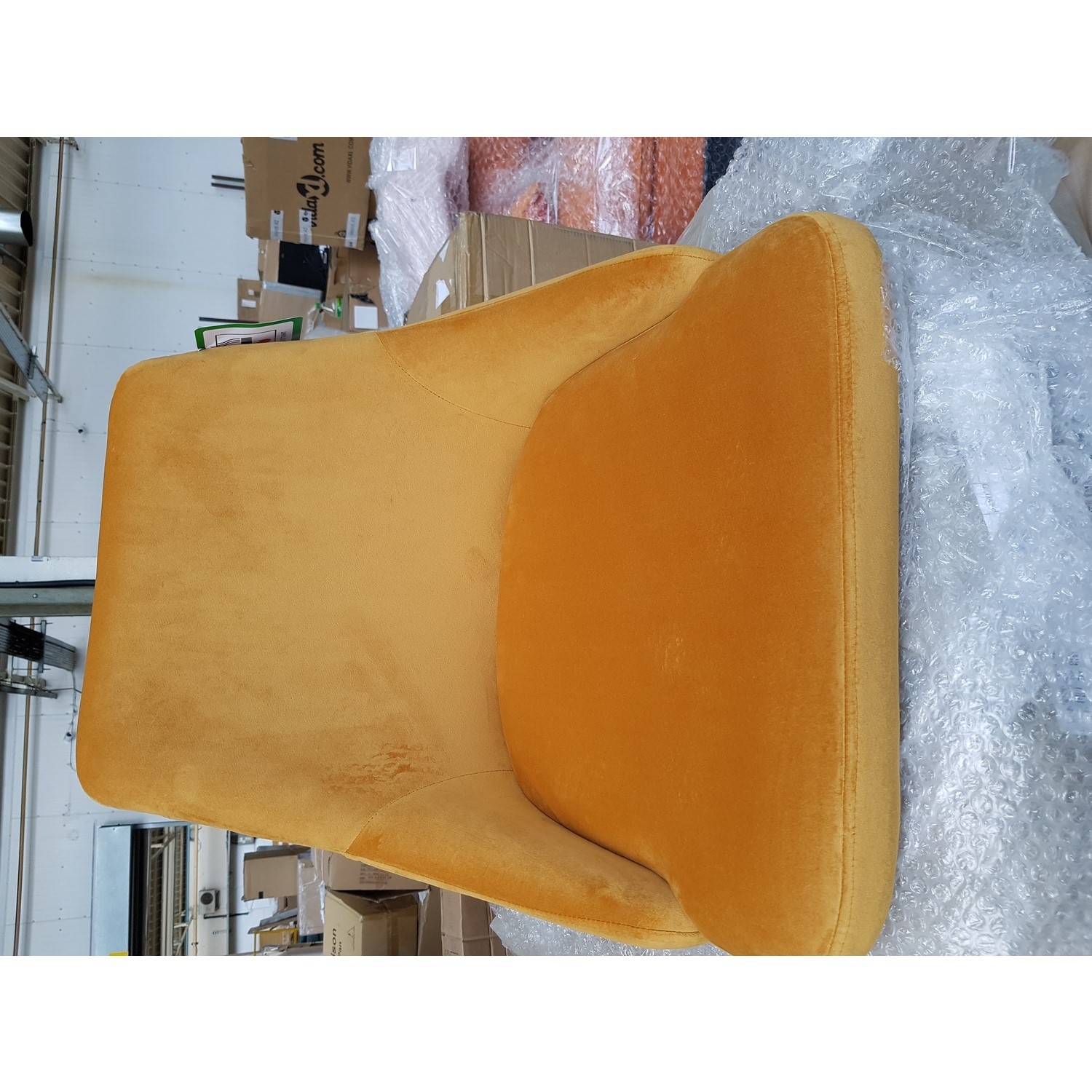 GRADE A2 - Mustard Velvet Button Back Bar Stool 79cm - Maddy - Furniture123