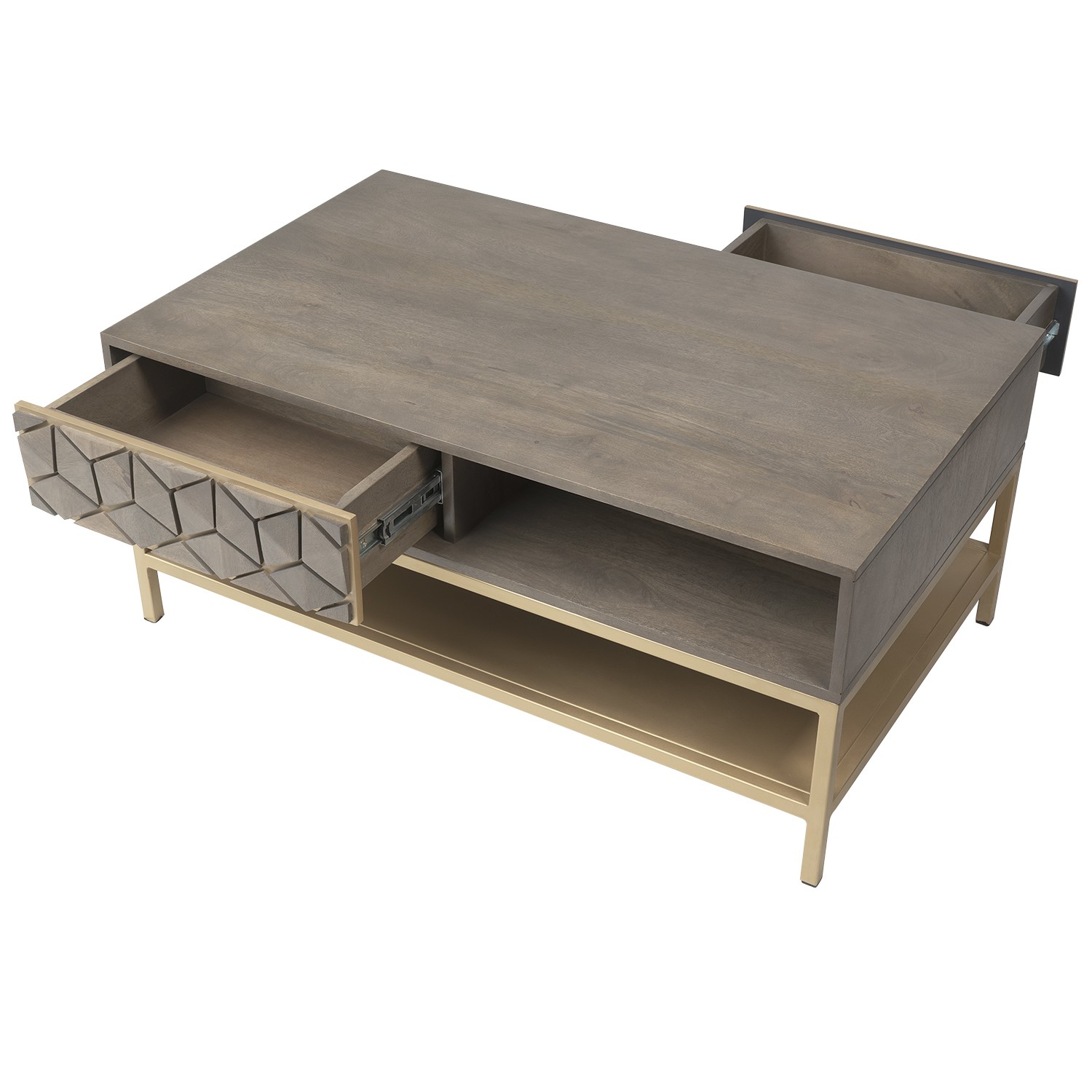 Grey Mango Wood Coffee Table with Storage - Alice - Furniture123