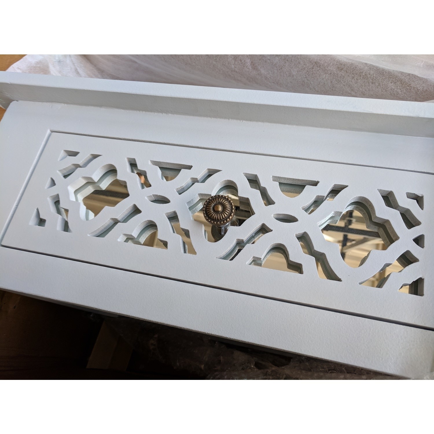 GRADE A3 - Grey Mirrored Boho Dressing Table with 2 Drawers - Alexis ...