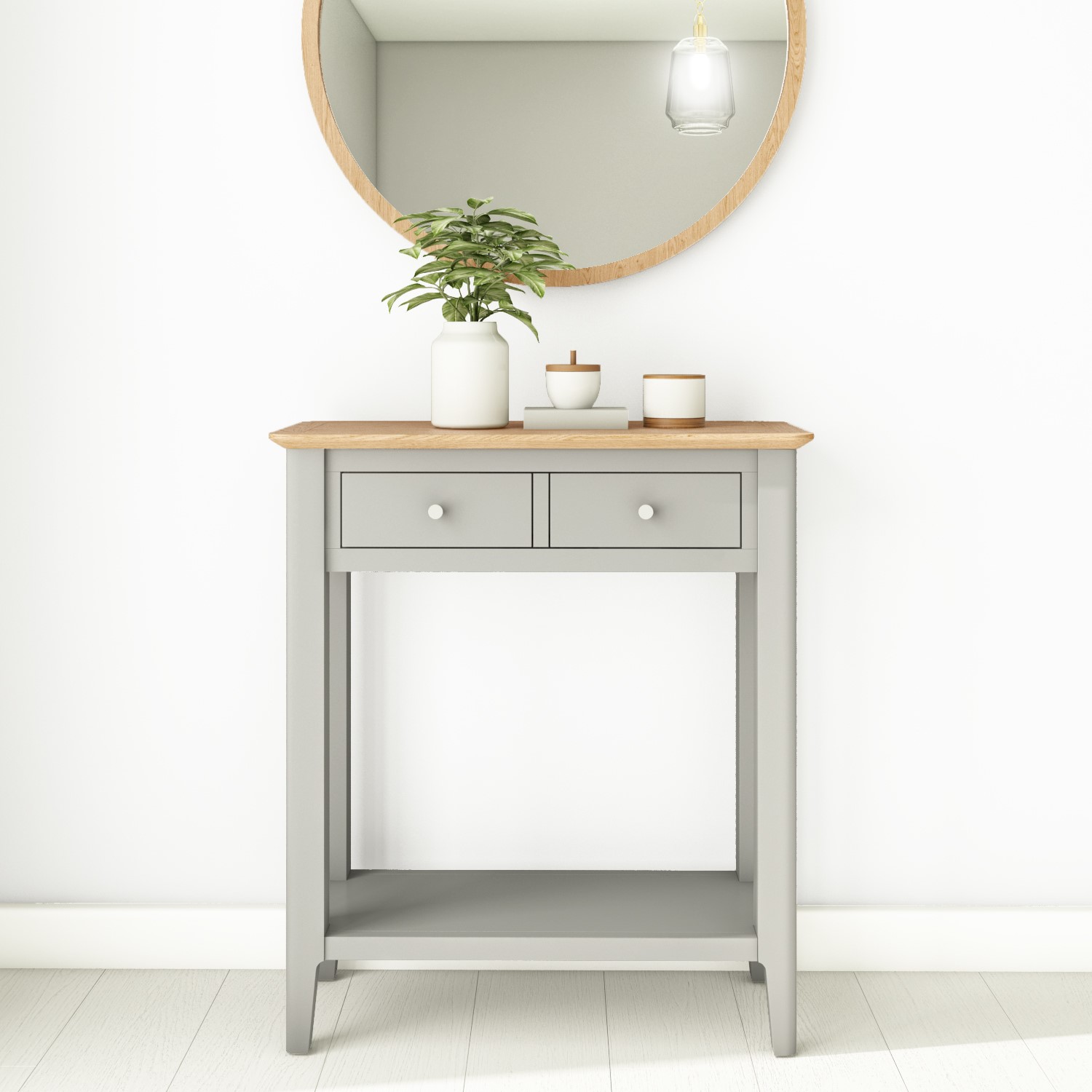 Narrow Grey and Oak Console Table with 1 Drawer - Adeline - Furniture123