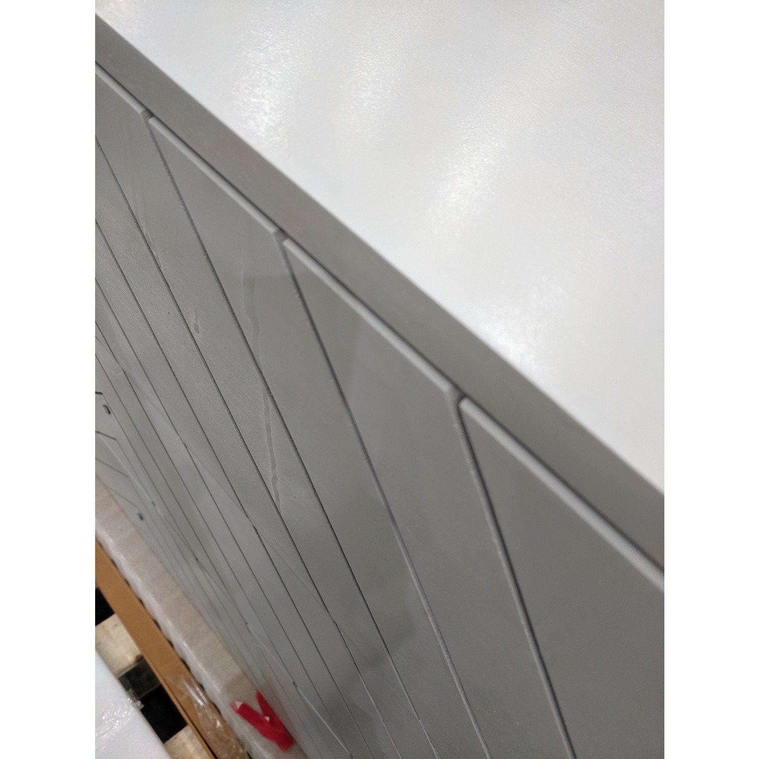 GRADE A2 - Wide Grey Chevron Chest of 6 Drawers with Legs - Ezra ...