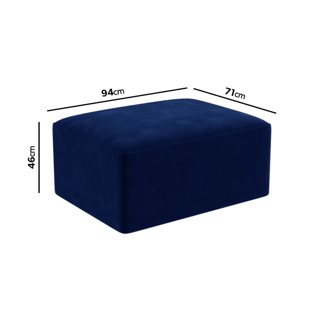 Hendrix Navy Velvet Footstool - Furniture123