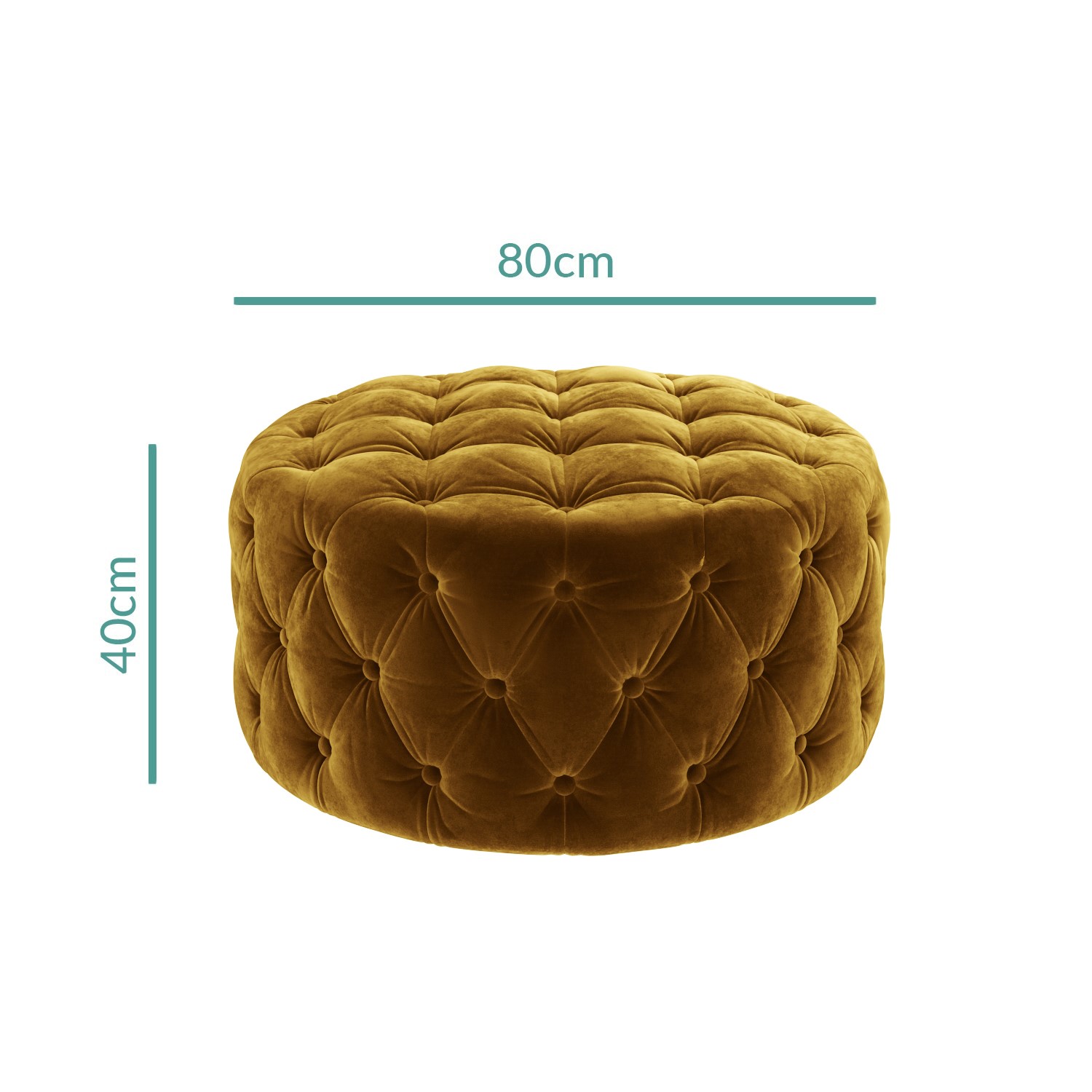 Xena Large Quilted Button Pouffe in Dark Mustard Velvet - Furniture123