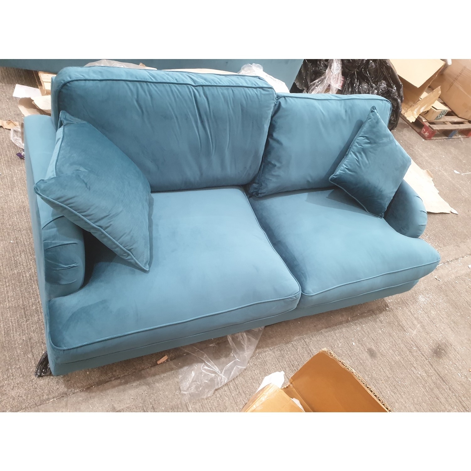Payton teal blue velvet 3 seater sofa store