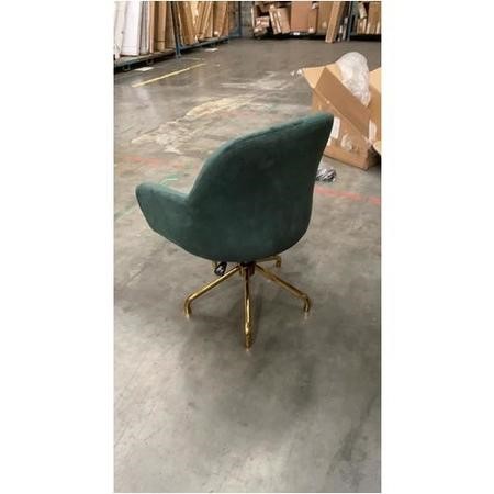 GRADE A2 - Green Velvet Office Chair with Gold Base - Marley - Furniture123