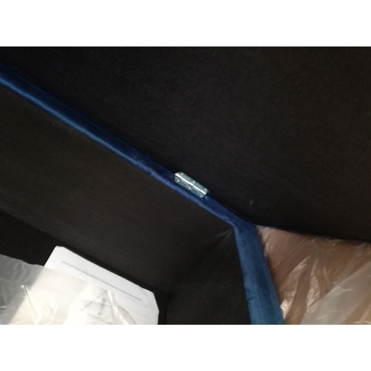 GRADE A2 - Blue Velvet Striped Ottoman Storage Bench - Safina ...