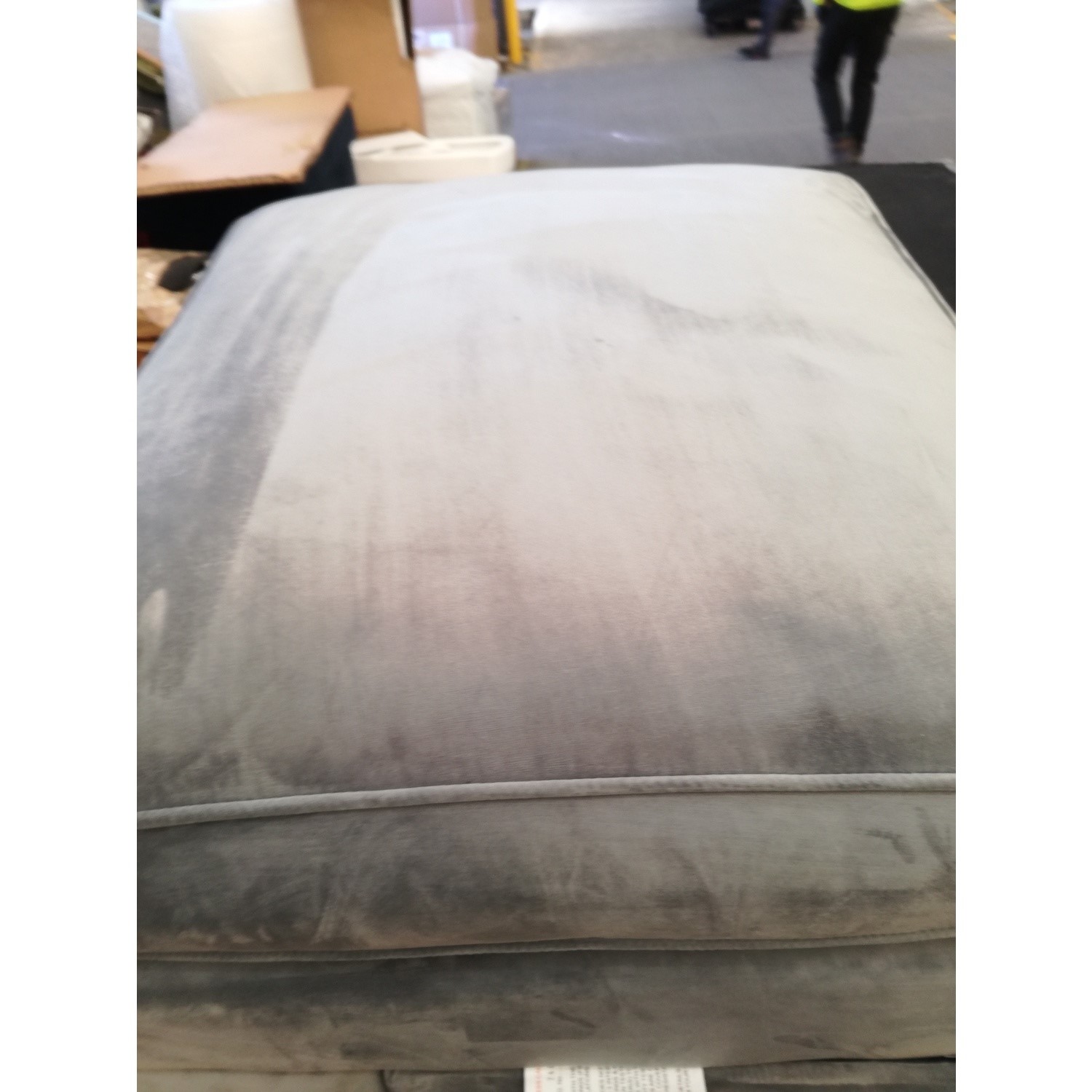 GRADE A2 - Silver Grey Velvet Footstool - Payton - Furniture123