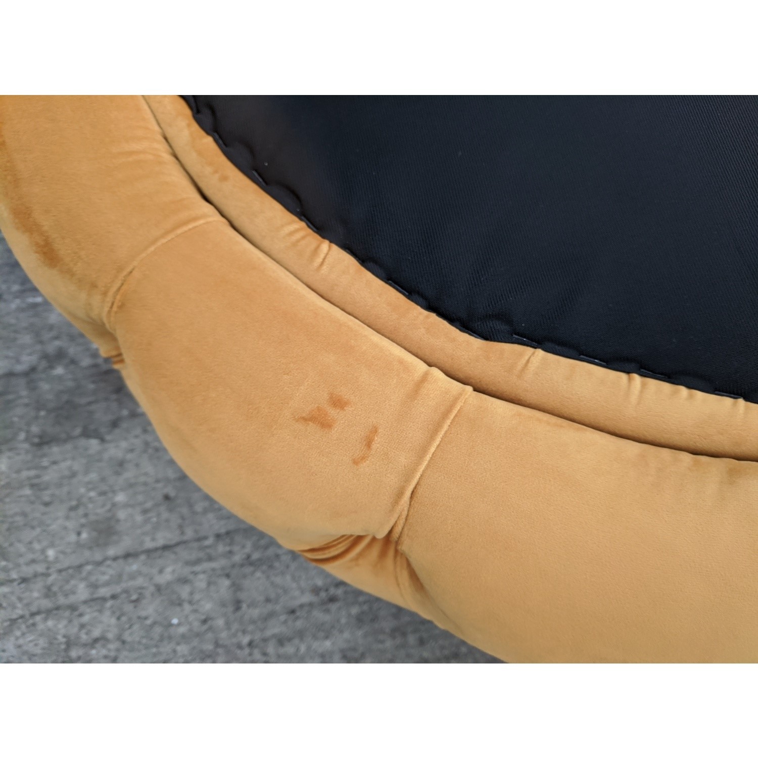 GRADE A2 - Small Round Mustard Velvet Ottoman Footstool - Clio ...