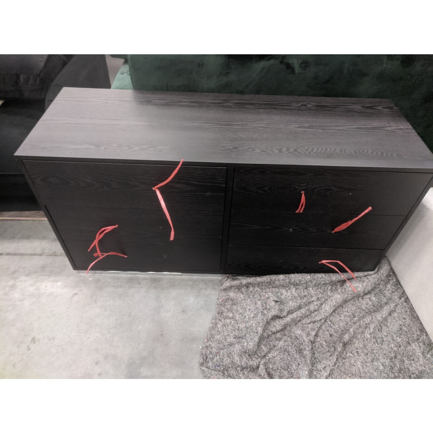 GRADE A2 - Wide Black Modern Chest of 6 Drawers with Legs - Kaia ...