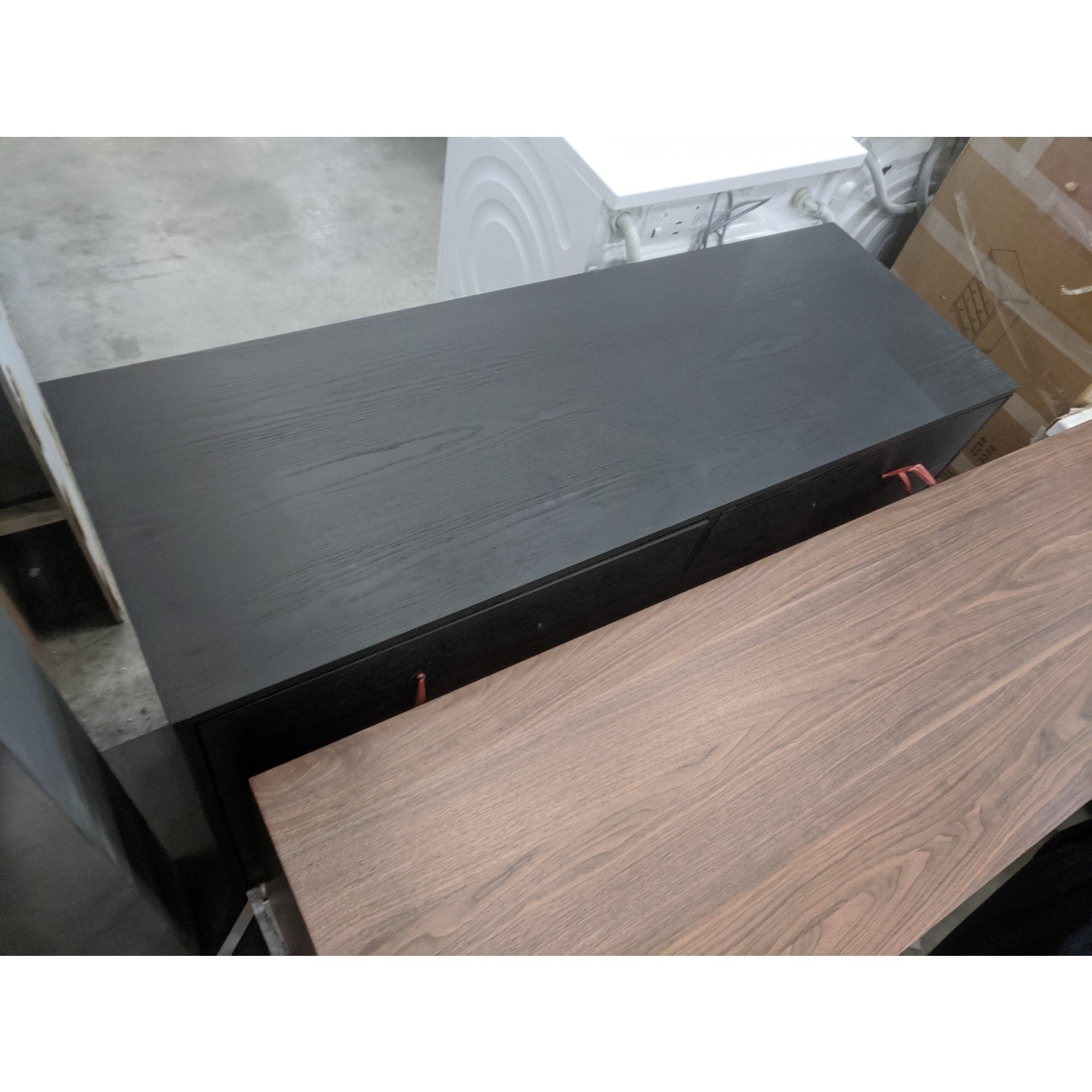 GRADE A2 - Wide Black Modern Chest of 6 Drawers with Legs - Kaia ...