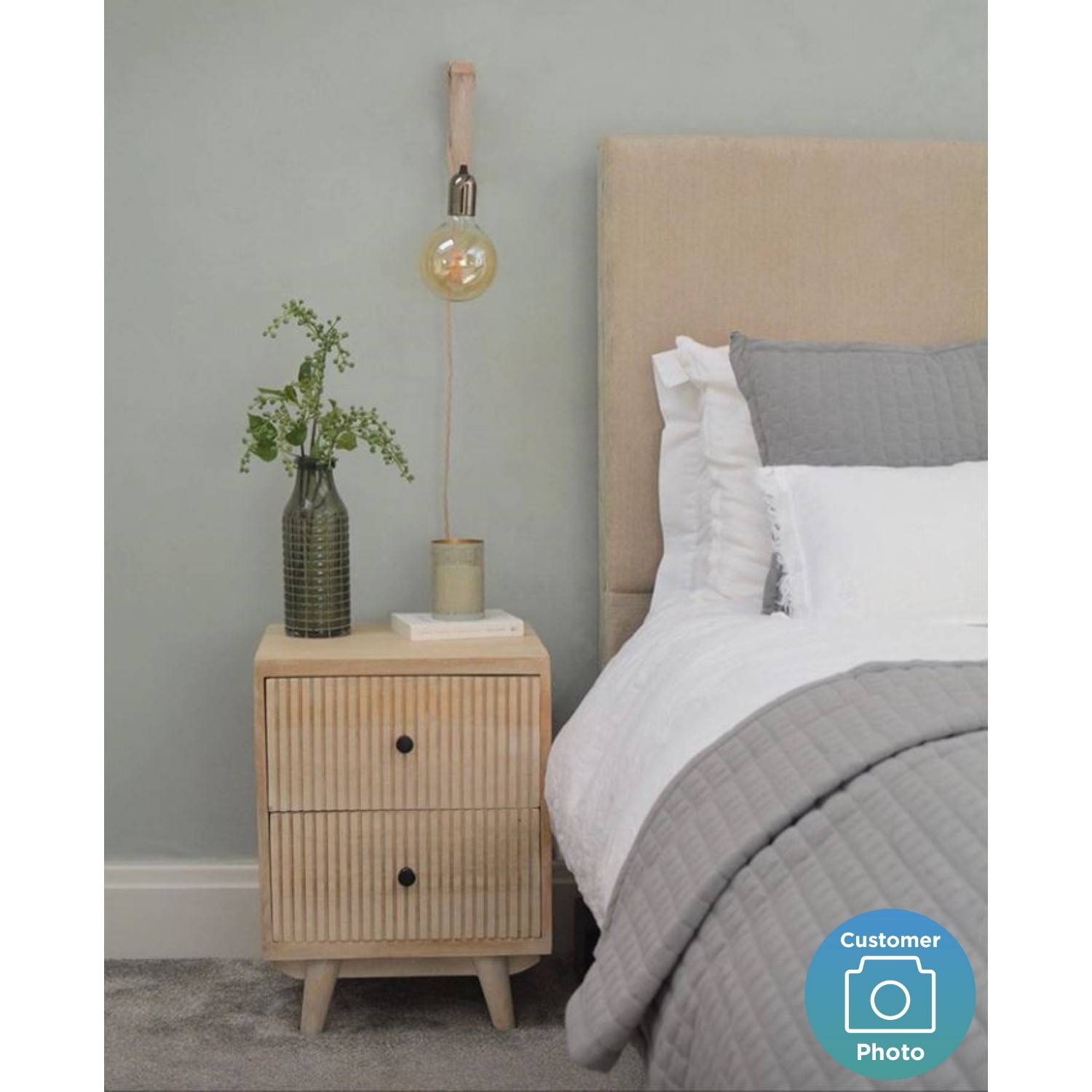 GRADE A1 - Beau Solid Wood 2 Drawer Bedside Table - Scandi Style ...