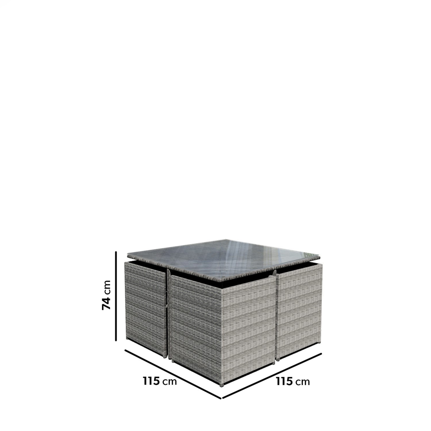 GRADE A1 - 4 Seater Dark Grey Rattan Cube Garden Dining Set - Fortrose ...