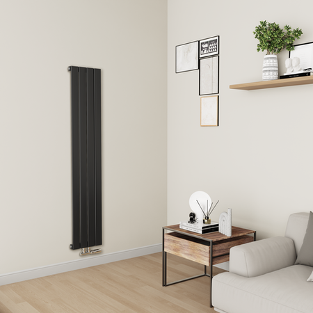 Eco Eleganza Midnight Black Vertical Flat Designer Aluminium Radiator ...
