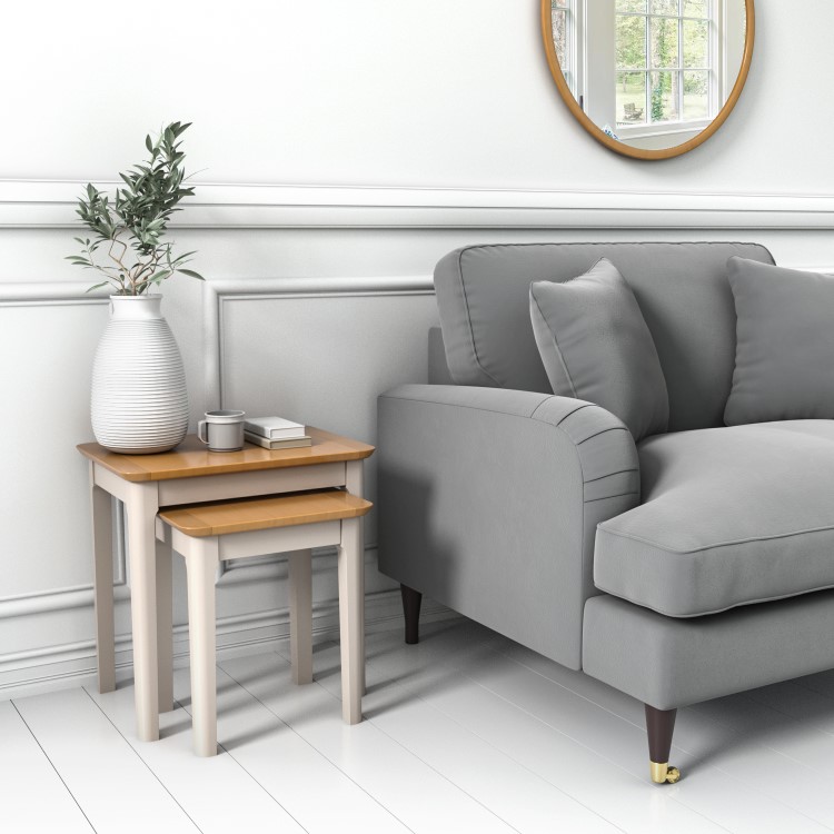 Grey and Oak Nest of 2 Side Tables - Adeline - Furniture123