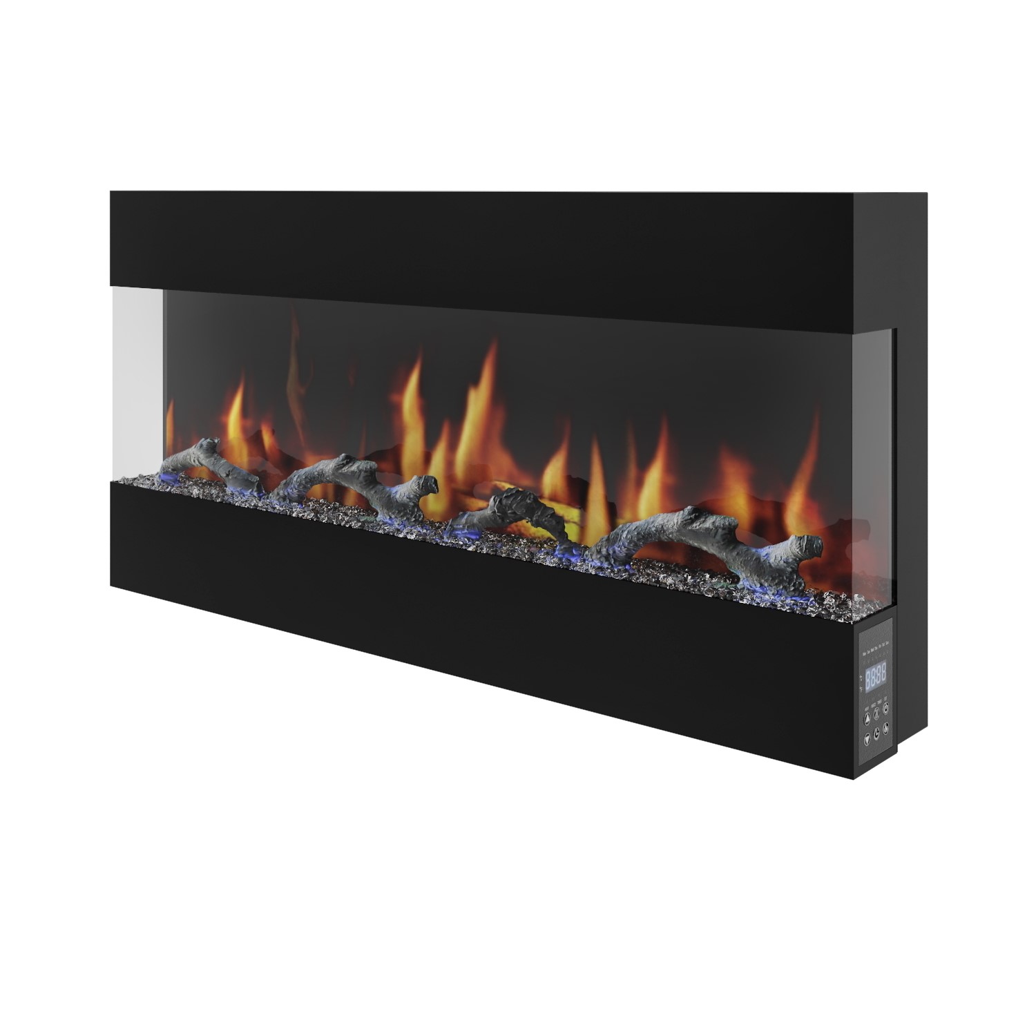 GRADE A1 - AmberGlo Mirrored Electric Wall Mounted Fire in Black - 50 ...