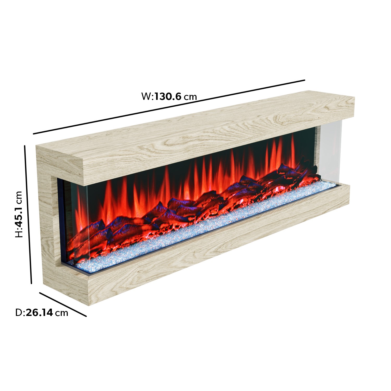 51 Inch Wood Effect Built In Electric Fire with LED Lights - AmberGlo ...