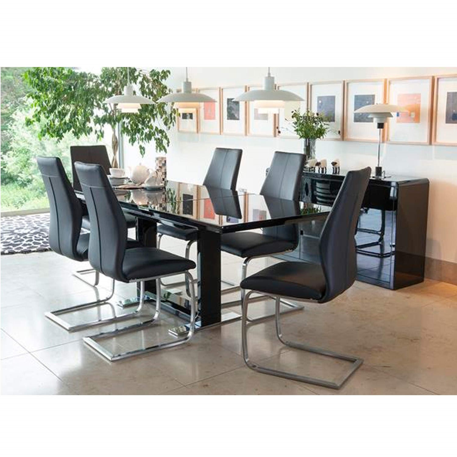 Wilkinson Furniture Allure Extending Dining Table in Black High Gloss - Furniture123