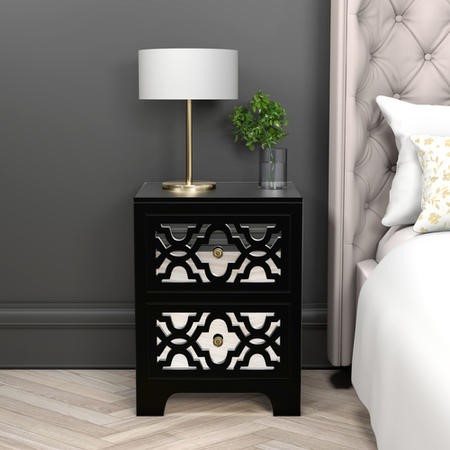 Black and mirrored bedside table store