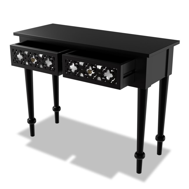 Black Mirrored Boho Dressing Table with 2 Drawers - Alexis - Furniture123