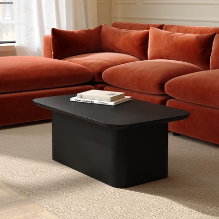 ALMOST PERFECT - Large Rectangular Black Wooden Coffee Table With ...