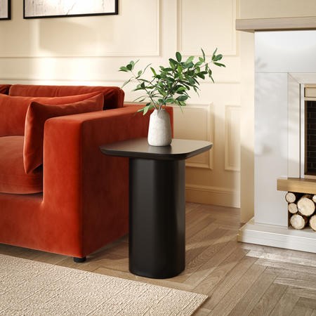 Large Black Square Wooden Pedestal Side Table - Ari - Furniture123