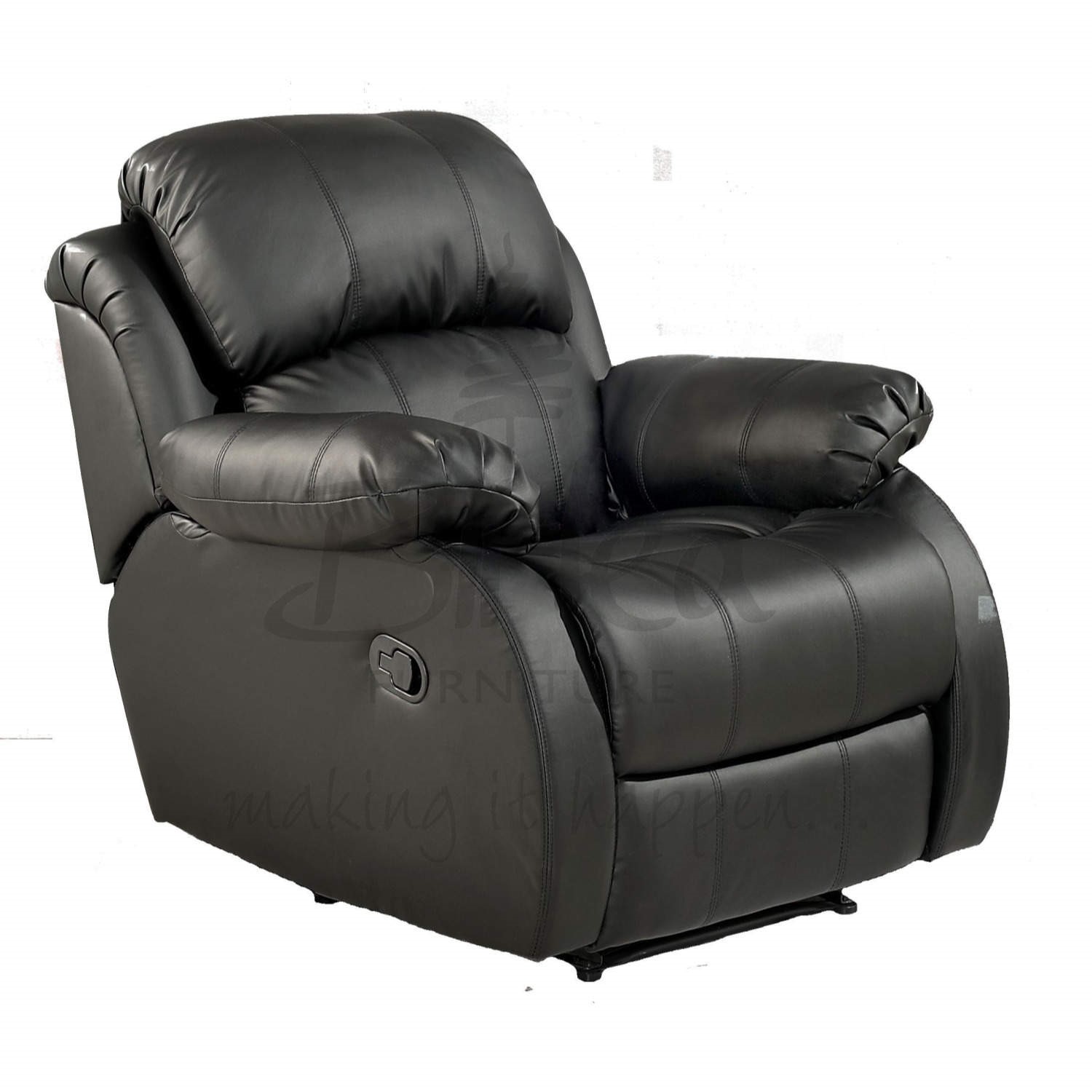Birlea Furniture Ascot PU Leather Recliner Chair in Black - Furniture123
