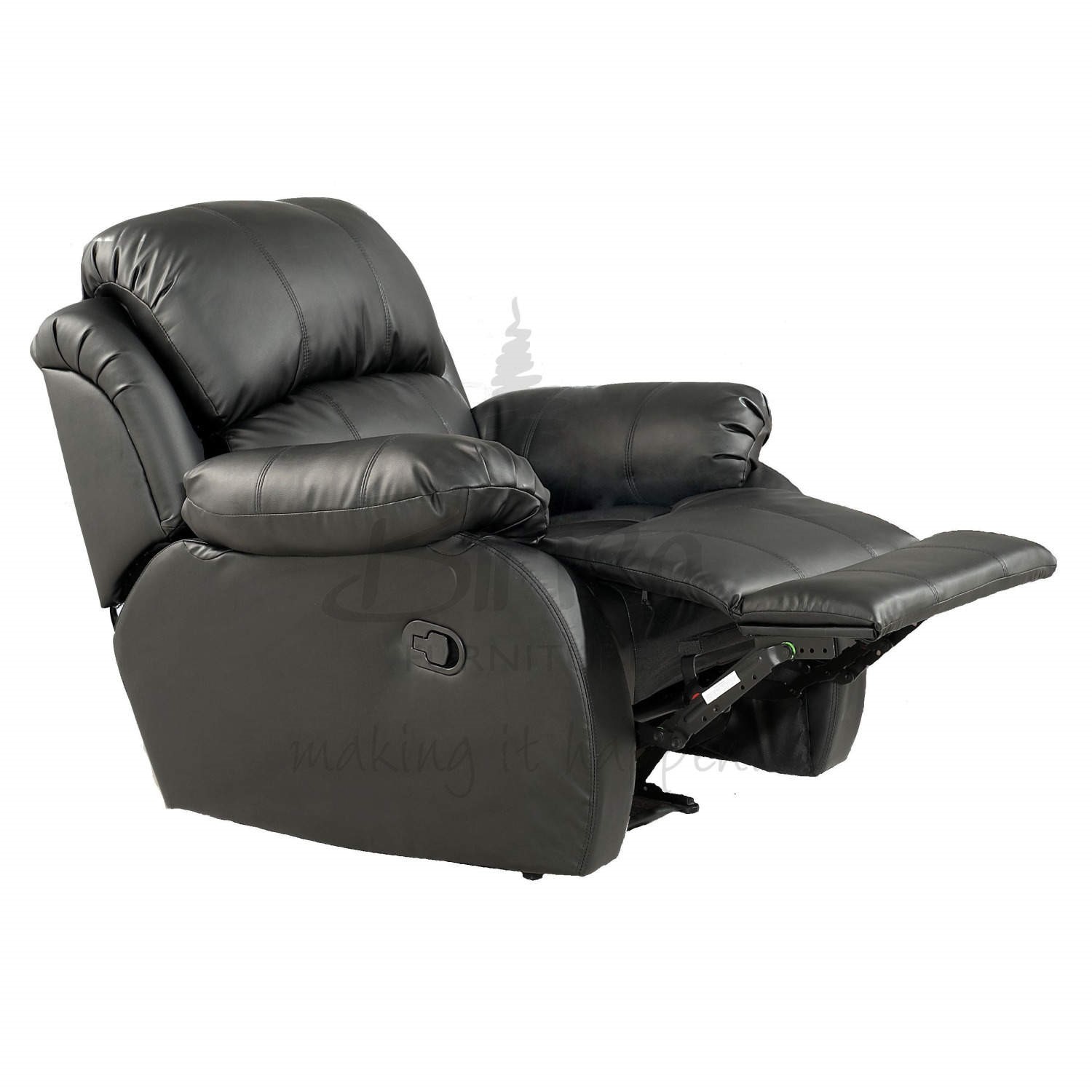 Birlea Furniture Ascot PU Leather Recliner Chair in Black - Furniture123