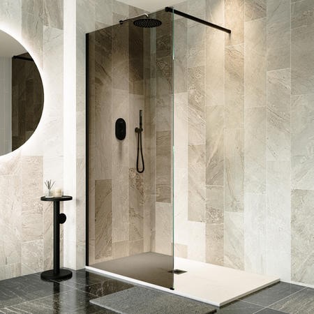 1000mm Black Smoked Glass Shower Screen for Wet Room & Walk In Shower ...