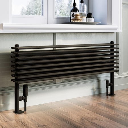 Black Horizontal Floor Standing Radiator 500 x 1000mm - Azuma ...