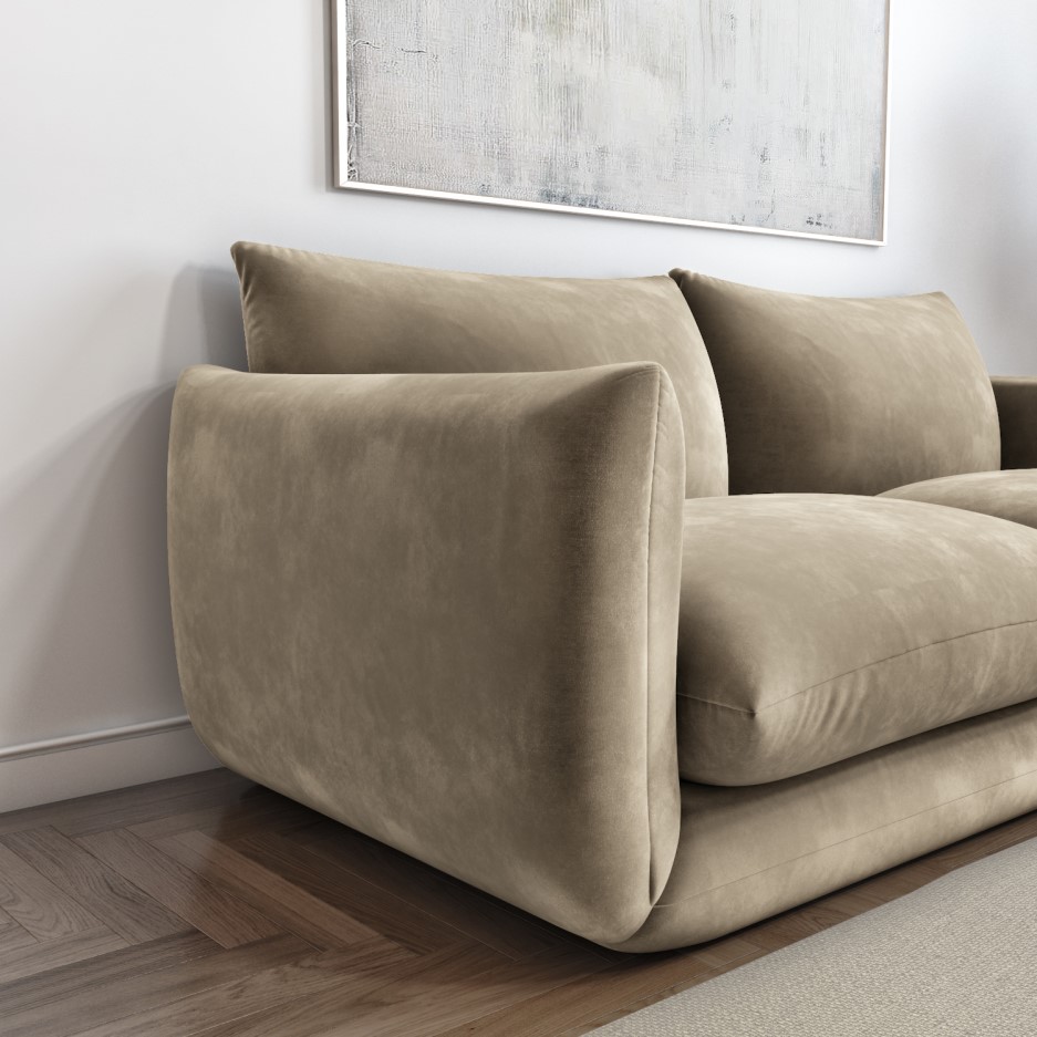 3 Seater Mink Velvet Sofa - Bodi | Furniture123