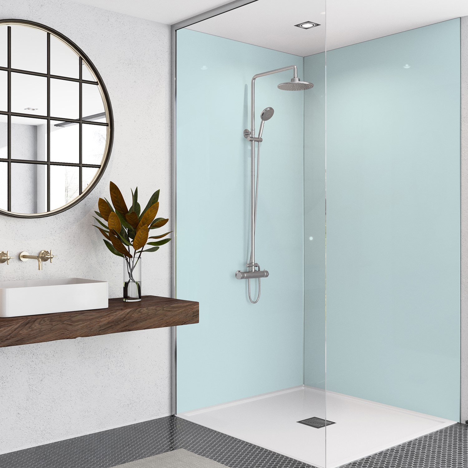 Mist Blue Acrylic Wall Panel 2440mm h x 1200mm w - Mermaid - Furniture123