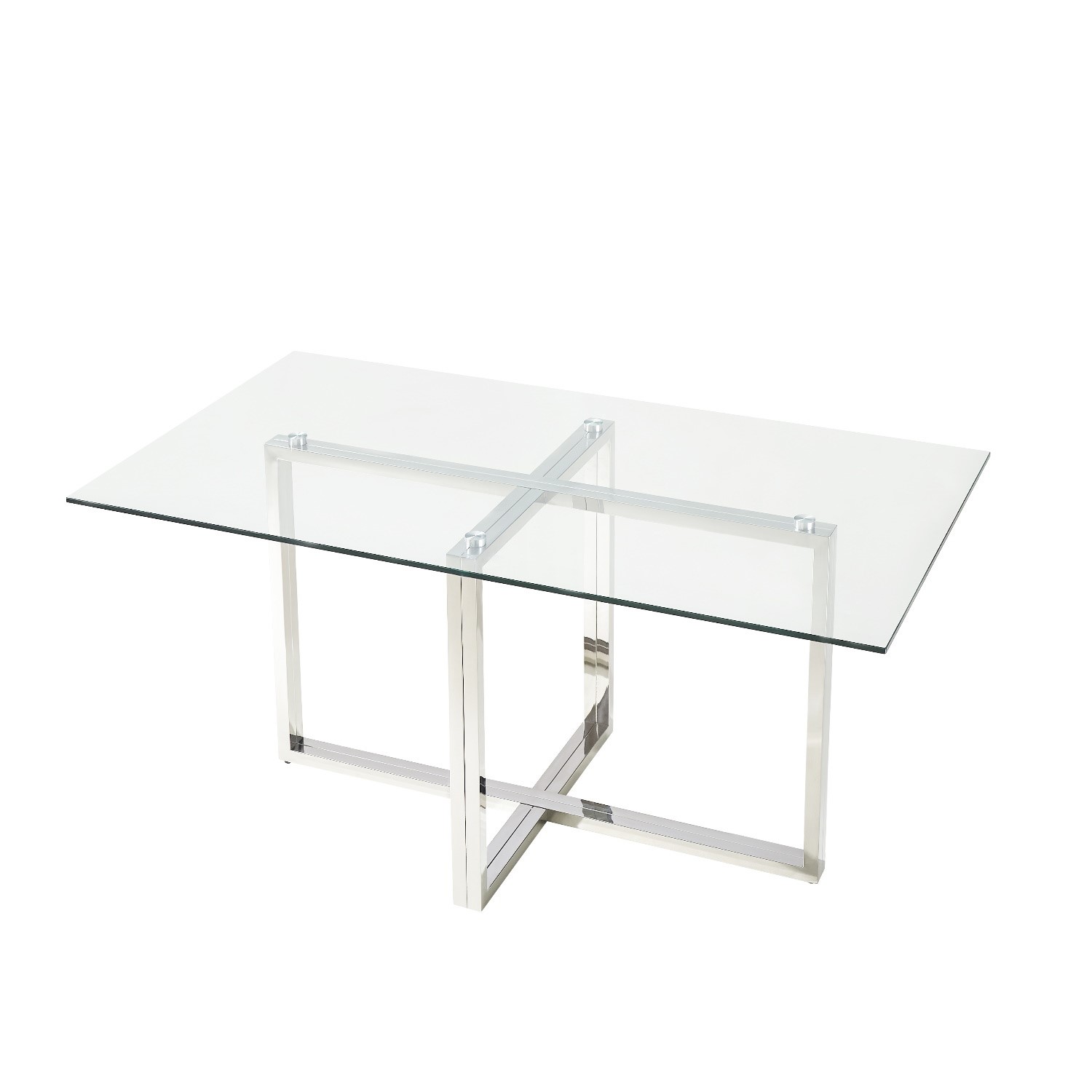 Rectangle Glass Dining Table with 4 Grey Velvet Cantilever Dining ...