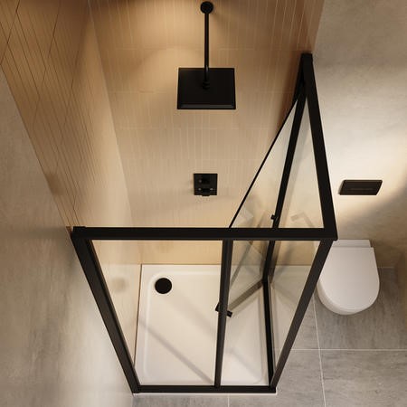 900x900mm Chrome Infold Sliding Shower Enclosure and Shower Tray ...