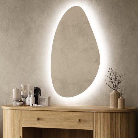 Pebble Backlit Wall Mirror with Battery Operated Lights 50 x 80cm ...