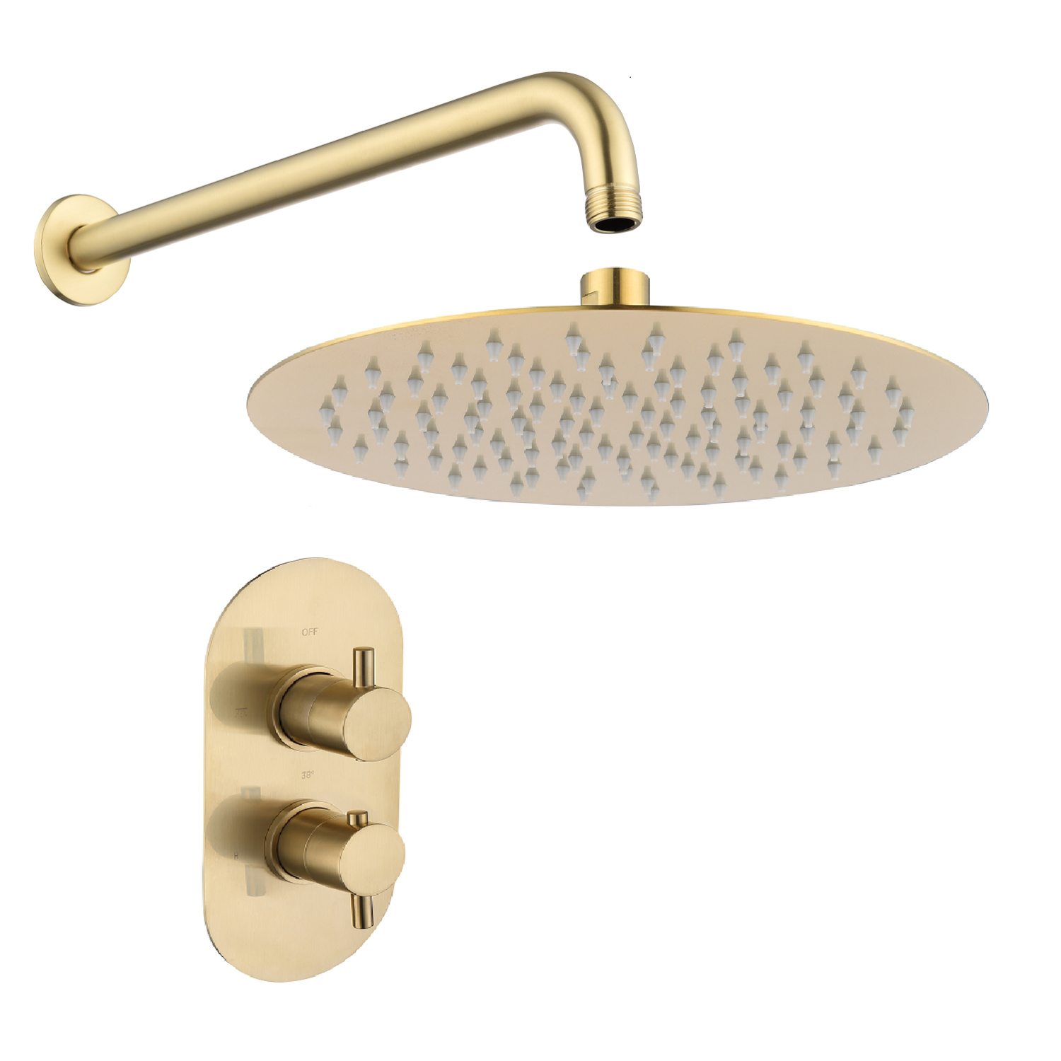 Brushed Brass Concealed Mixer Shower with Wall Mounted Rain Head ...
