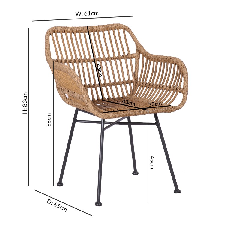 Oak Extendable Dining Table with 4 Rattan Dining Chairs - Briana ...