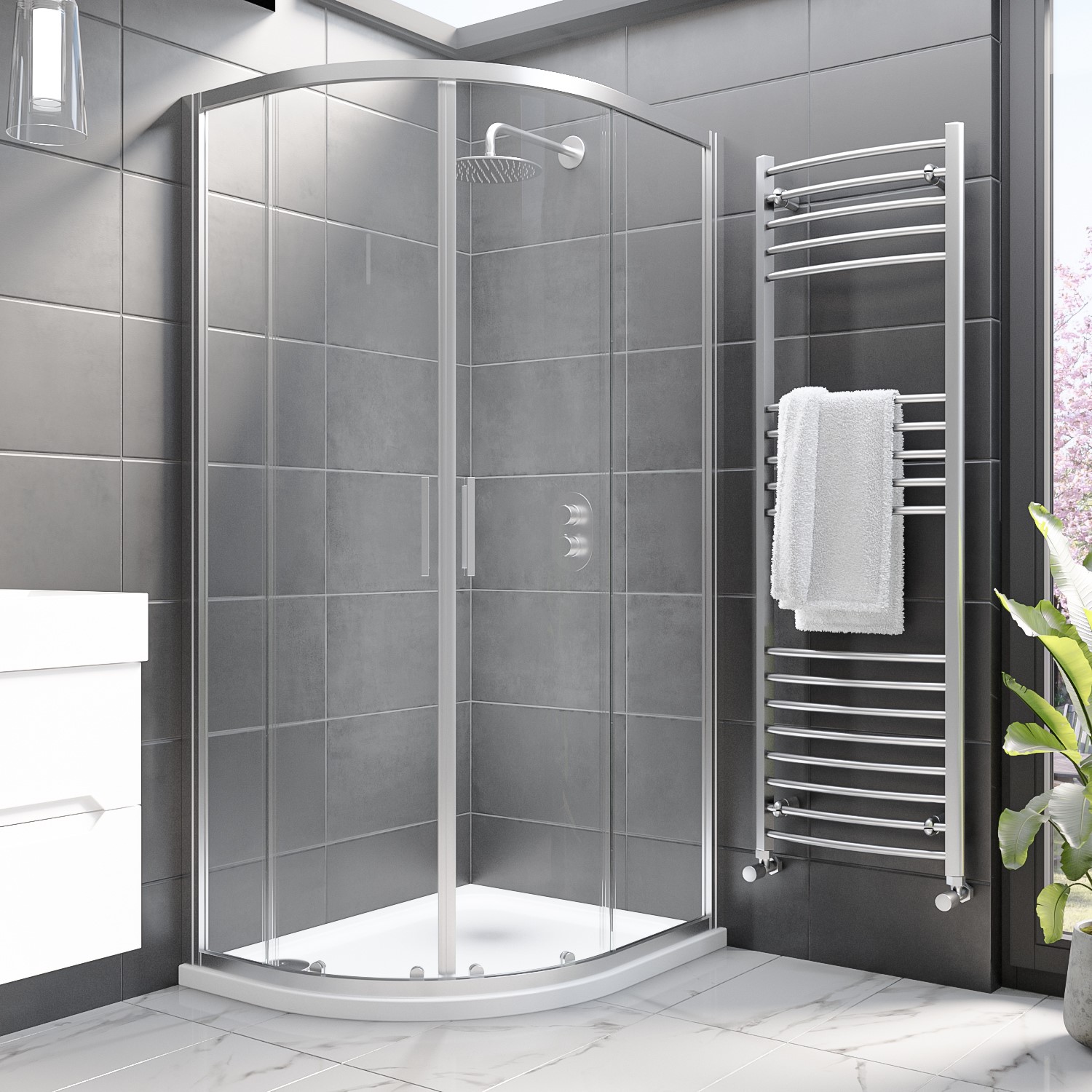 1200x800mm Left Hand Offset Quadrant Shower Enclosure With Shower Tray ...