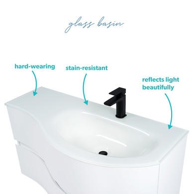 Grade A2 - 1000mm White Wall Hung Right Hand Curved Vanity Unit with ...