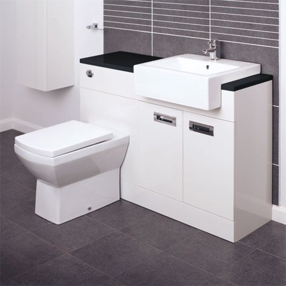 Cuba Toilet and Basin Combination Unit with Black Worktop - Tabor back ...