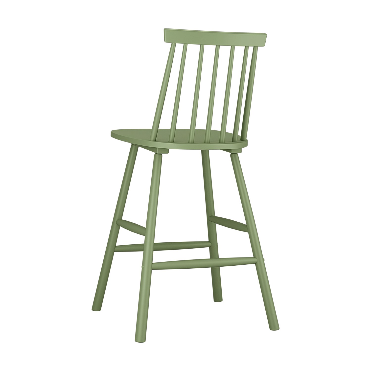 Set Of 2 Olive Green Wooden Kitchen Stools with Spindle Back 66cm Cami Furniture123