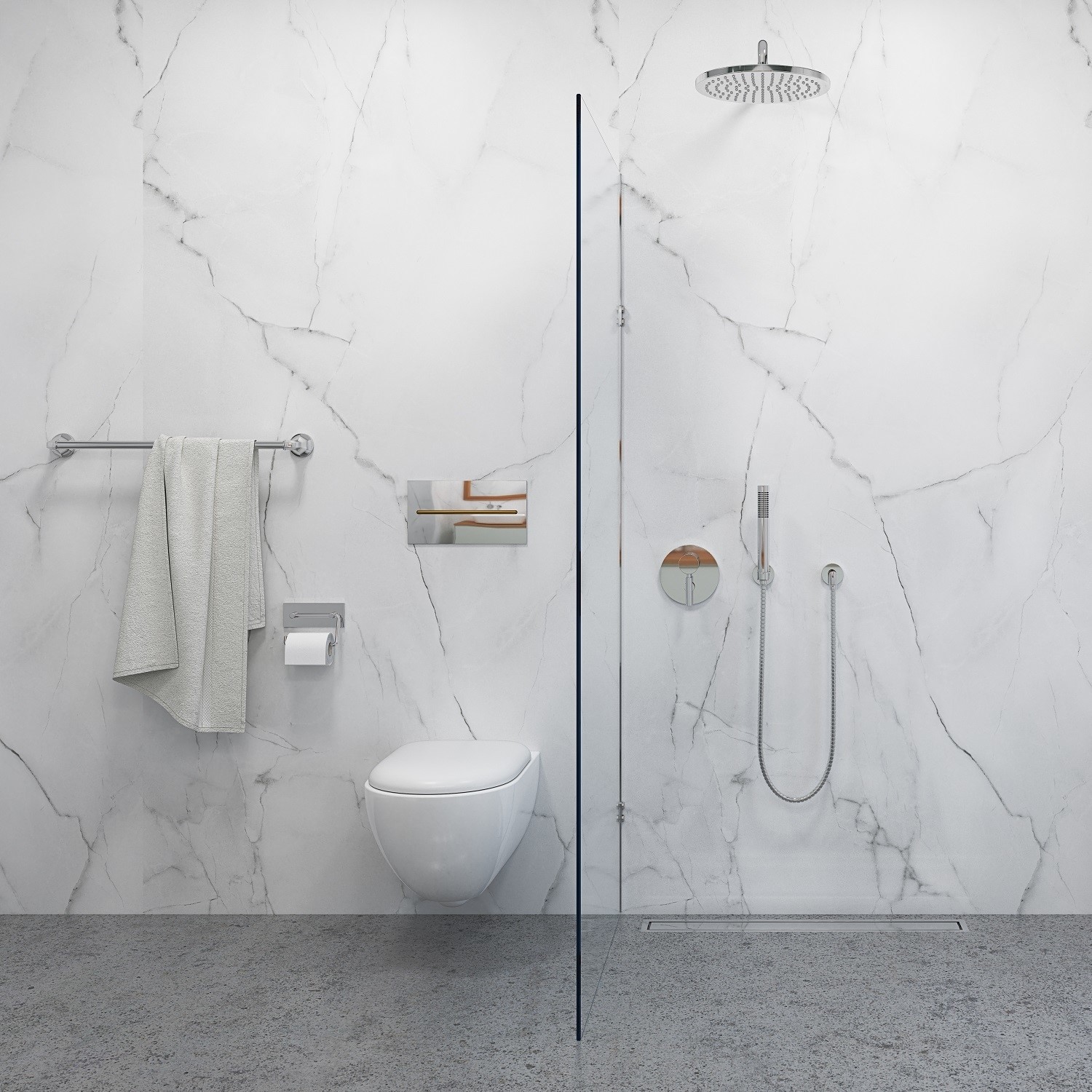 White Athena Marble Elite Postformed Wall Panel 2420mm h x 1200mm w ...