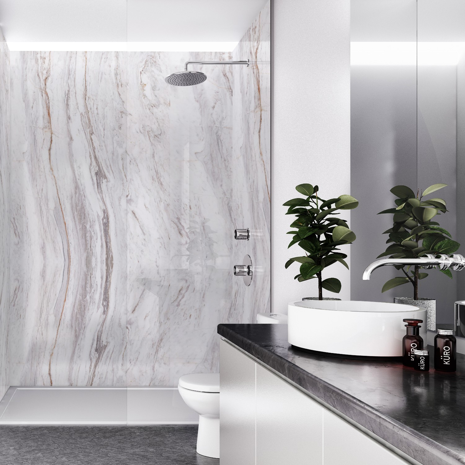 Grey Marmo Linea Elite Postformed Wall Panel 2420mm h x 1200mm w ...