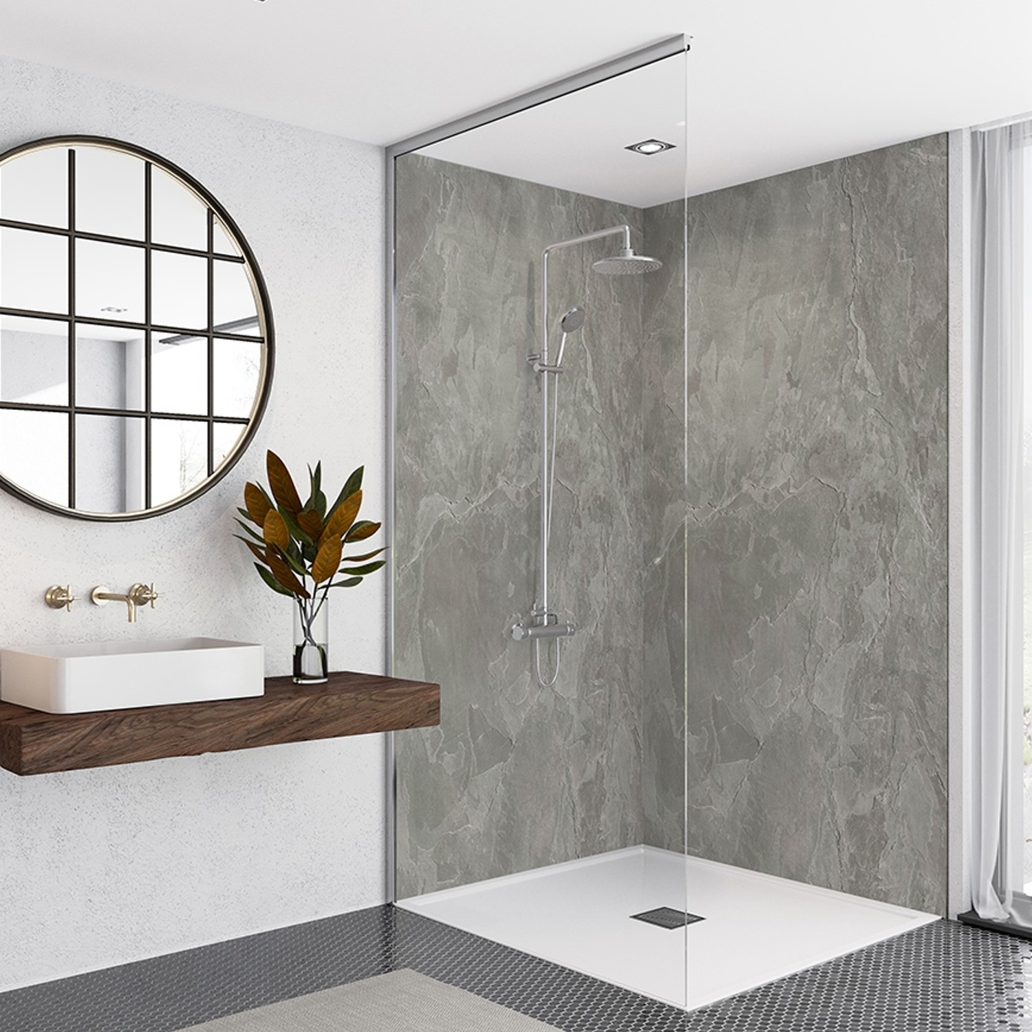 Grey Scafell Slate Elite Postformed Wall Panel 2420mm h x 1200mm w ...