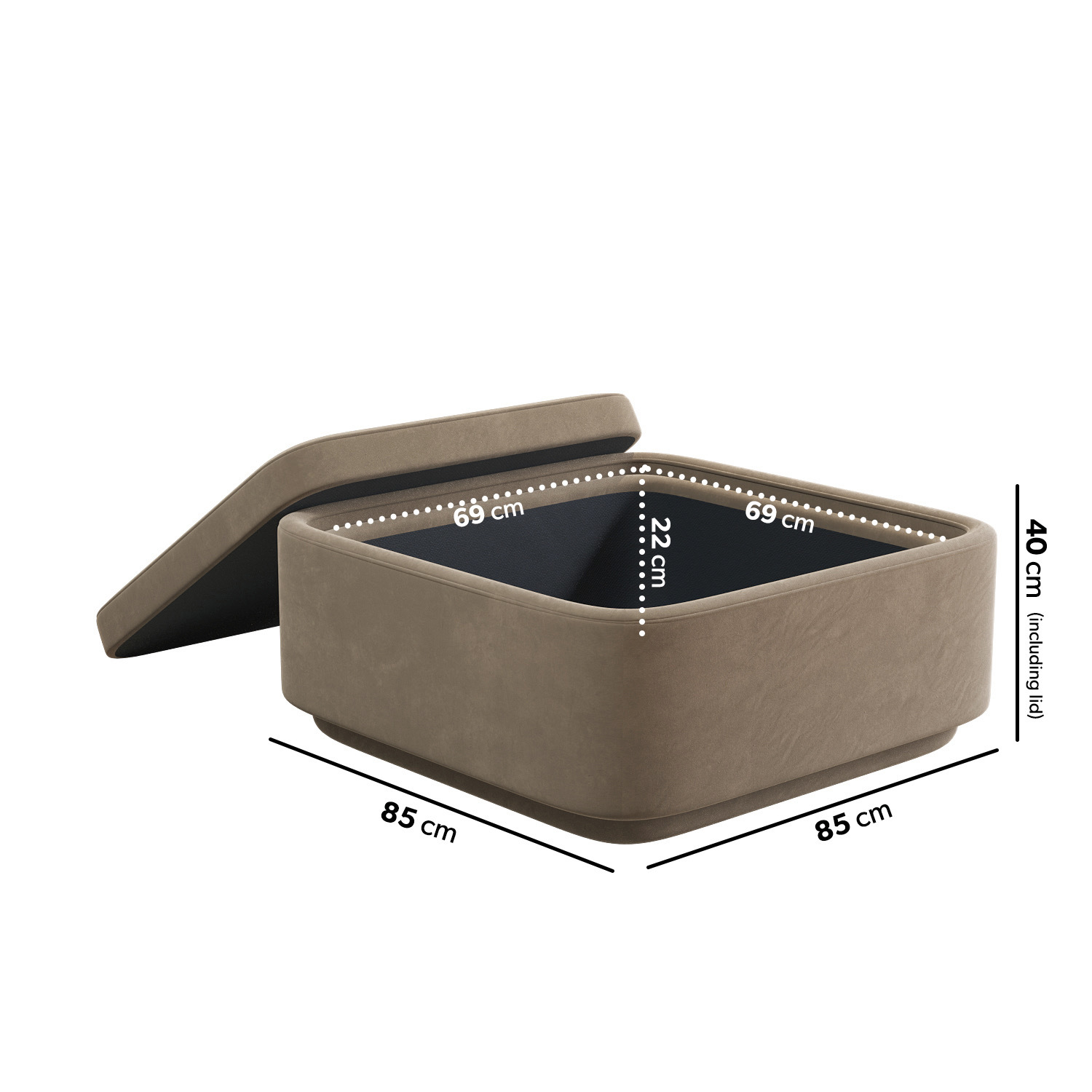 GRADE A1 - Large Mink Velvet Footstool with Storage - Elvi - Furniture123